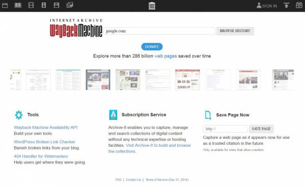 » Ver cómo era una pagina web en el pasado